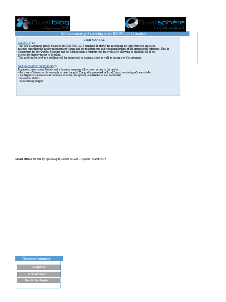 Evaluation Grid Quality System ISO 9001 2015.xlsm | PDF | Quality ...