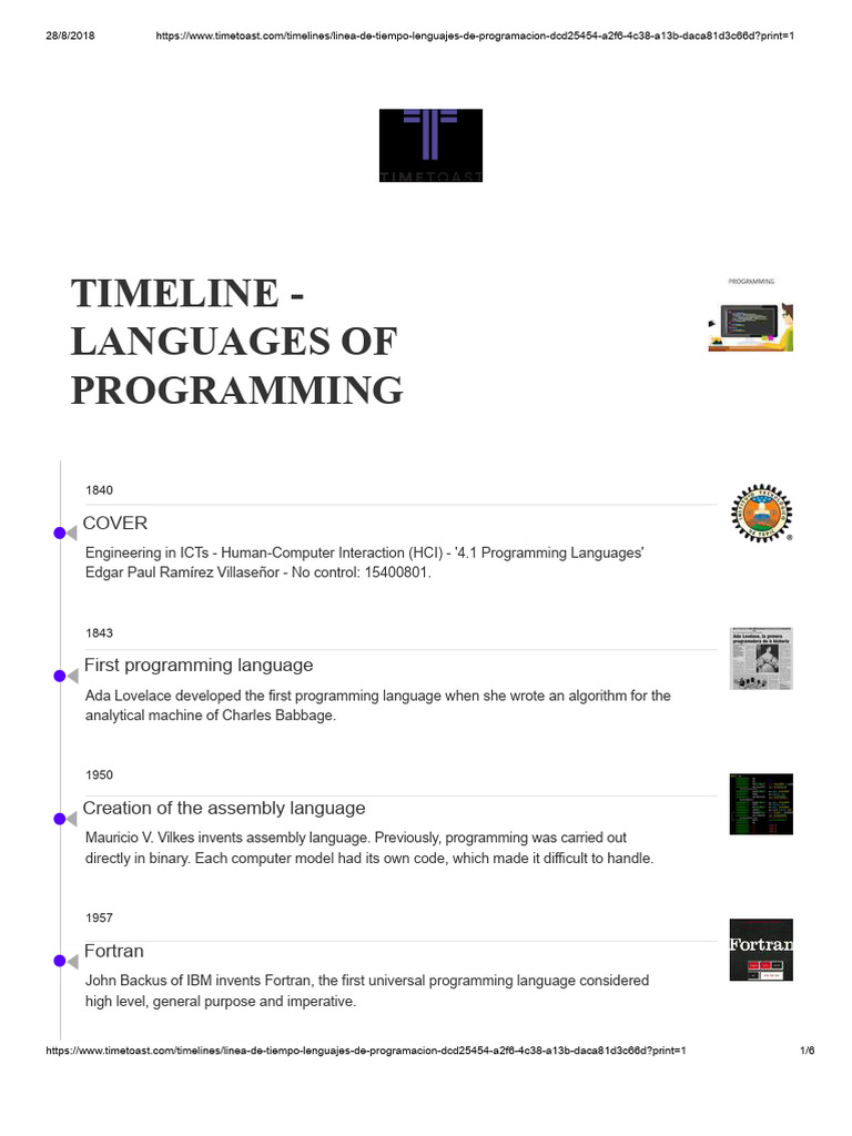 Timeline of Programming Languages | PDF | Computer Programming ...