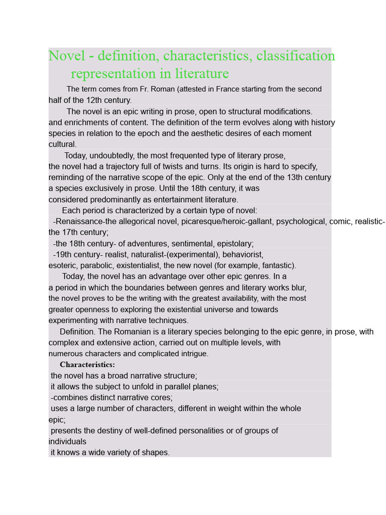 Novel Definition | PDF | Narrative | Novels
