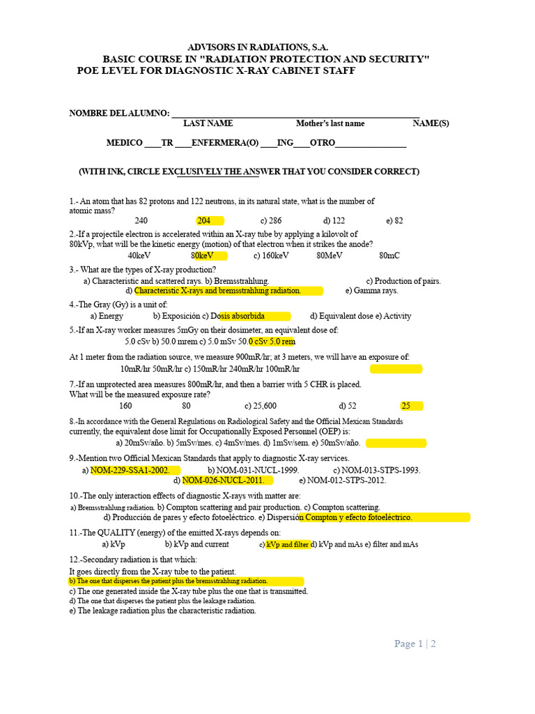 Poe Exam | PDF | Ionizing Radiation | X Ray