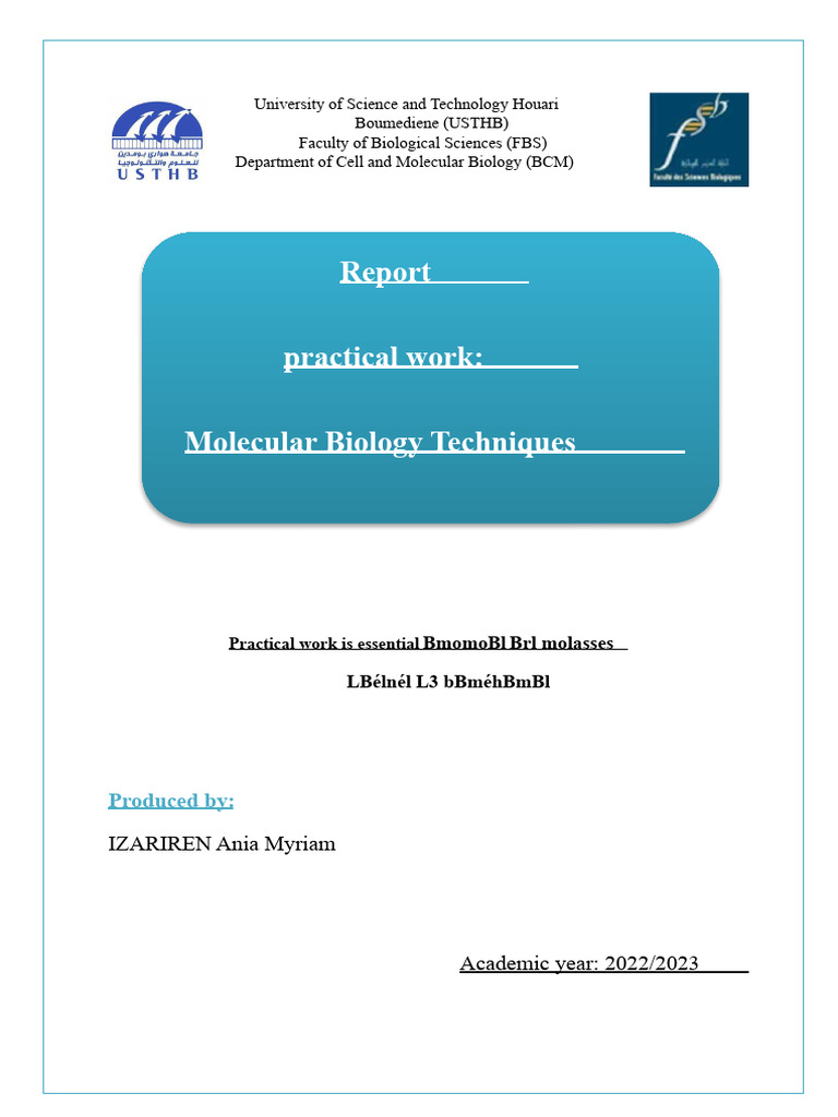 Molecular Biology Report | PDF | Polymerase Chain Reaction | Agarose ...