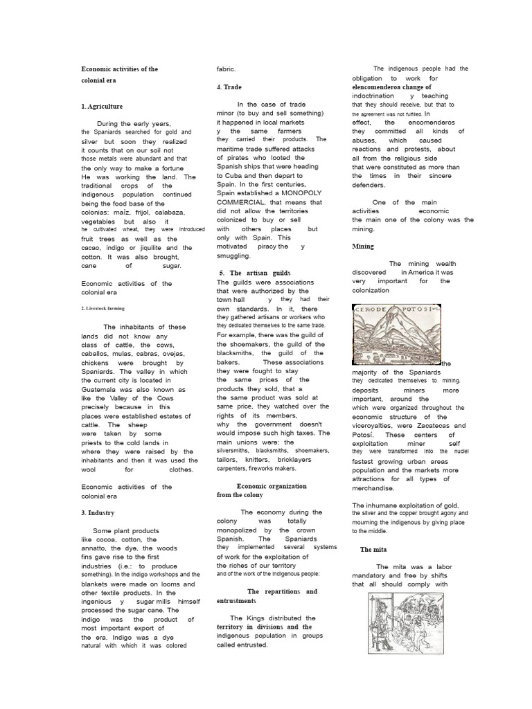 Economic Activities of The Colonial Era Brochure | PDF | Spanish ...