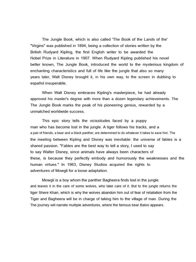 The Jungle Book: Kipling's Timeless Fable | PDF | Baloo | Bagheera