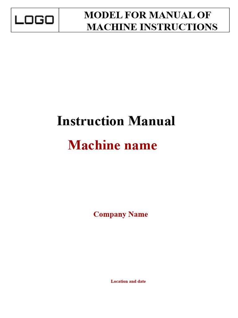 Machine and Equipment Instruction Manual Template | PDF | Switch | Machines