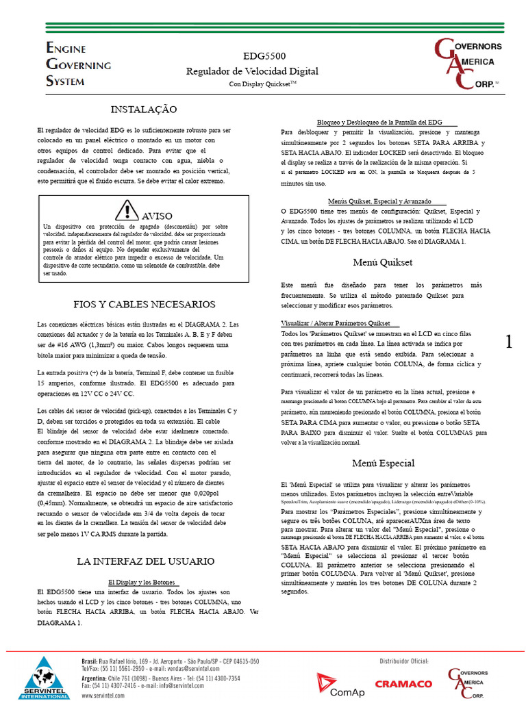 Reg. de Velocidad Serie EDG5500 - Manual - 2011 - Portugués | PDF