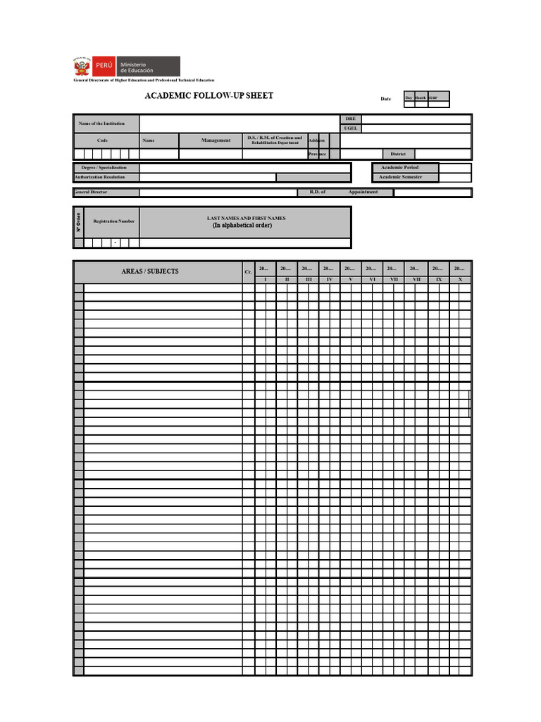 Academic Tracking Sheet Format | PDF