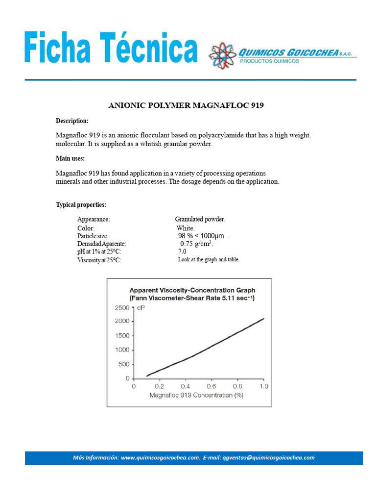 Anionic Polymer Magnafloc 919 PDF | PDF