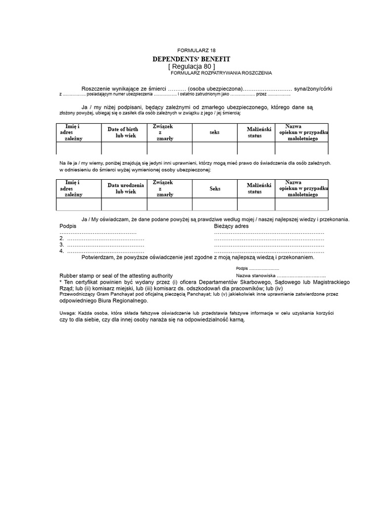 Formularz 18 | PDF