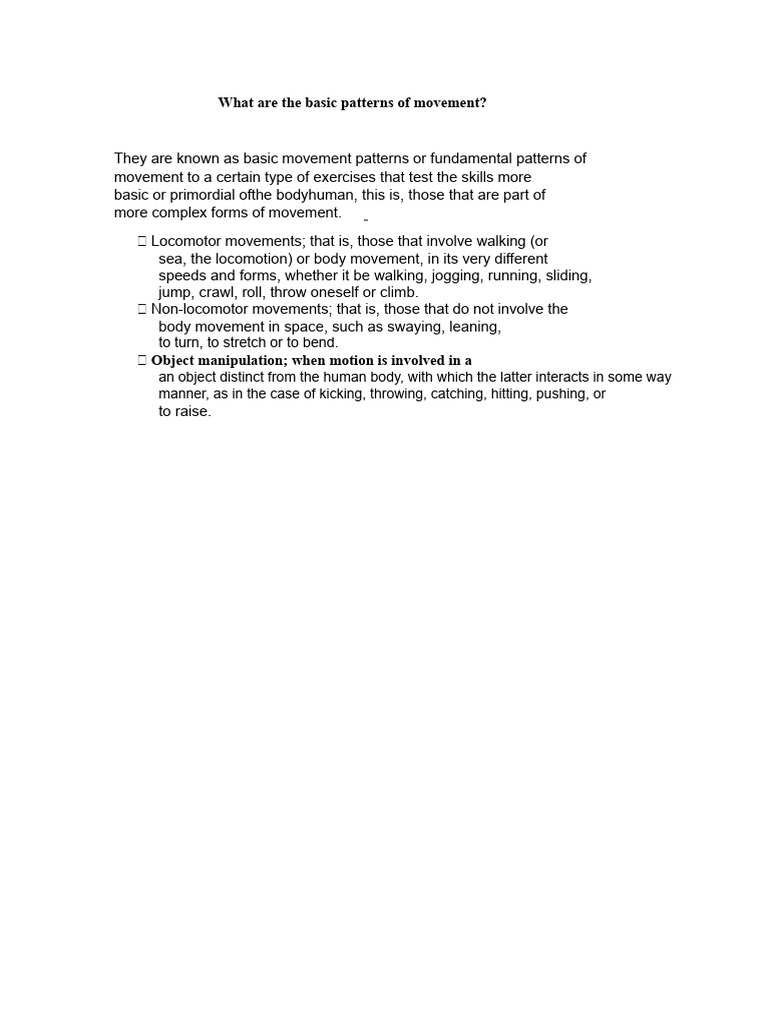 Basic Movement Patterns Explained | PDF