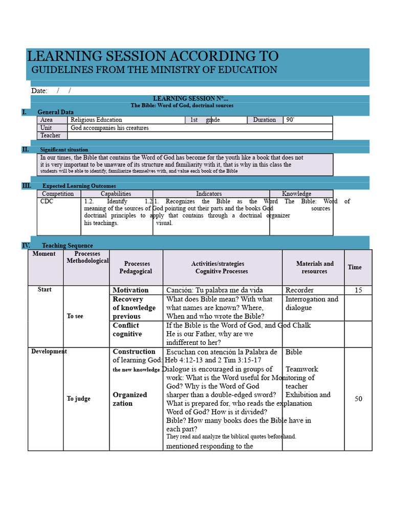 Learning Session According To Minedu Guidelines | PDF | Catholic Church ...