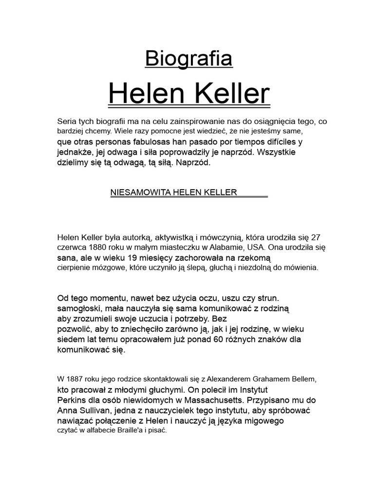 Biografia HELEN KELLER | PDF