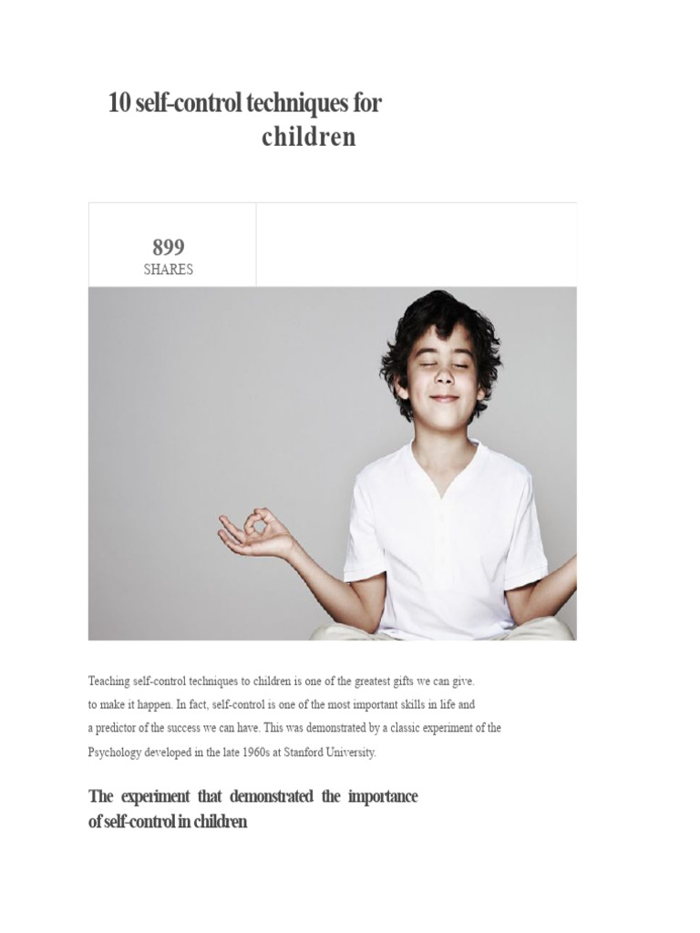 10 Self-Control Techniques For Children | PDF | Self-Management | Self ...
