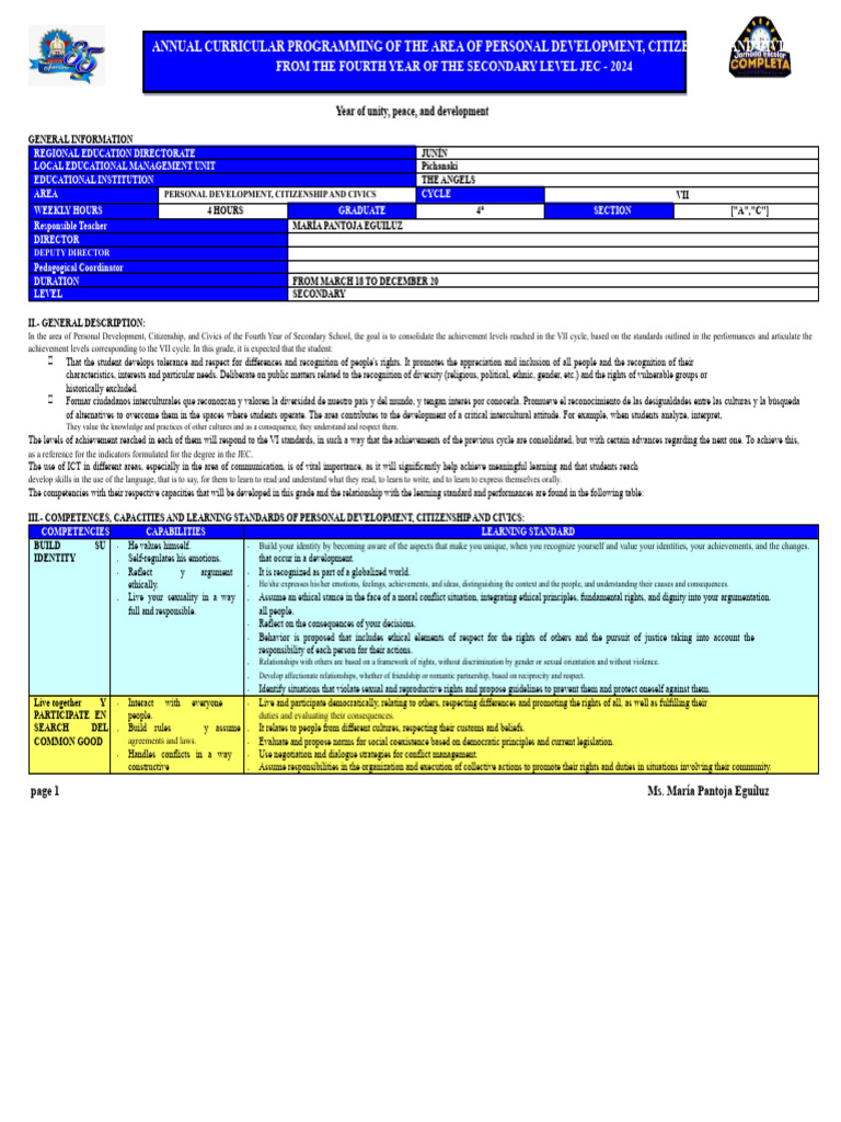 4th ANNUAL PLAN AND UNIT-DPCC-PANTOJA-2024 | PDF | Violence | Identity ...