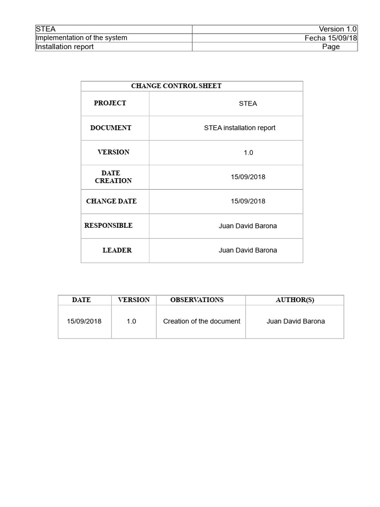 Change Control Sheet | PDF