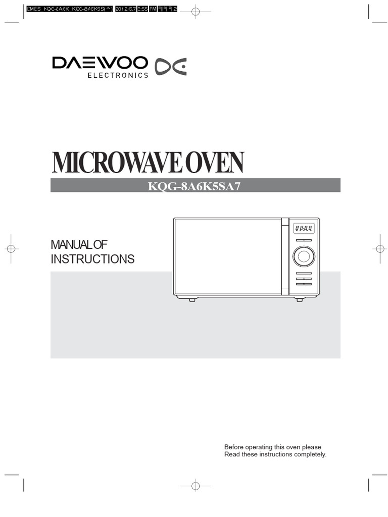 Daewoo KOG-8A6K Microwave | PDF | Cookware And Bakeware | Ac Power ...