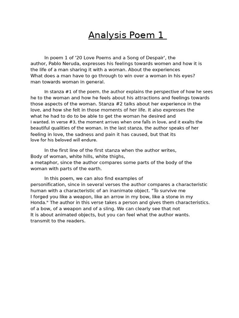 Analysis of Neruda's Love Poems | PDF | Poetry | Love