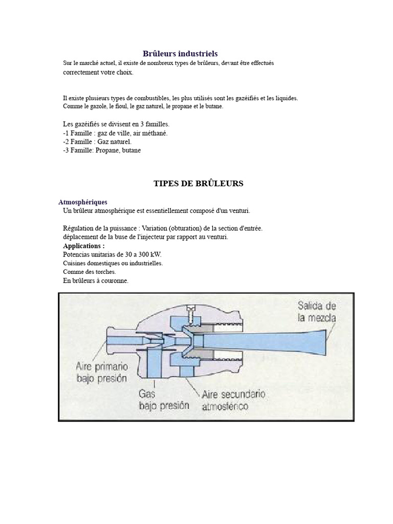 Types de brûleurs industriels et applications | PDF | La combustion ...