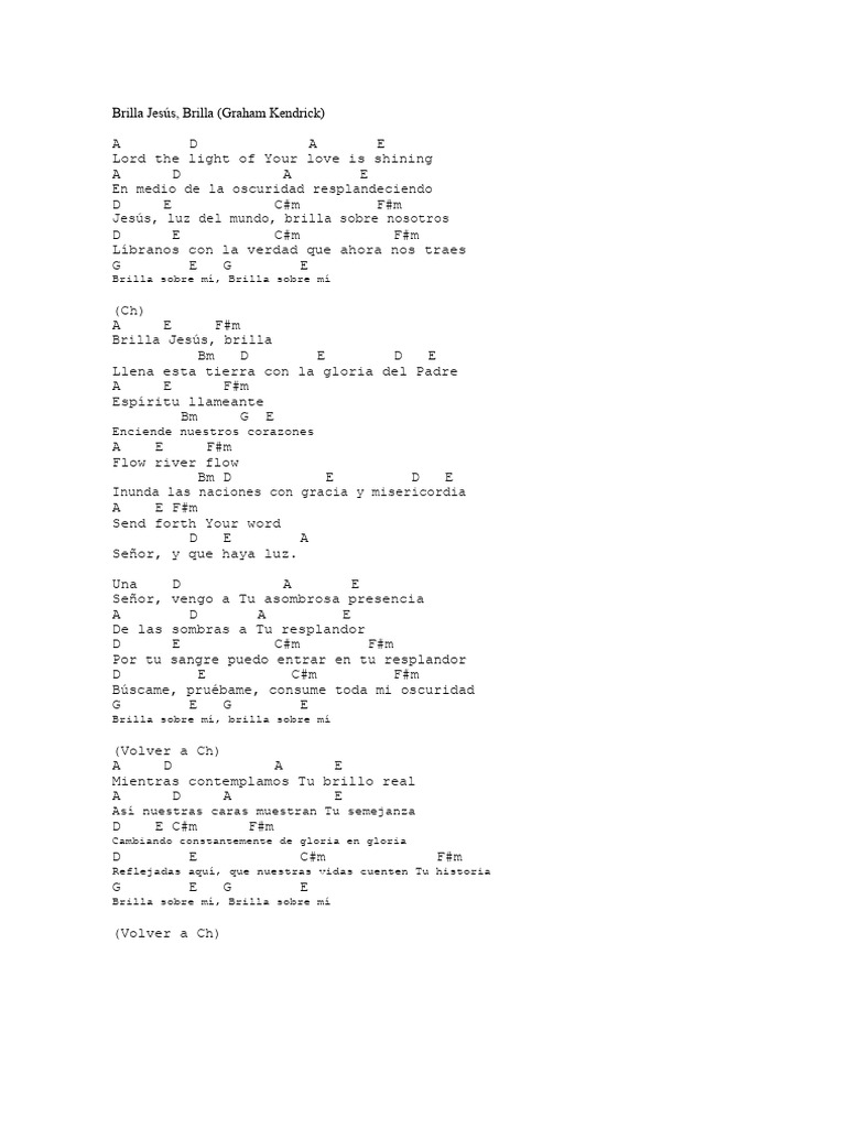 Letra de "Brilla Jesús, Brilla" | PDF
