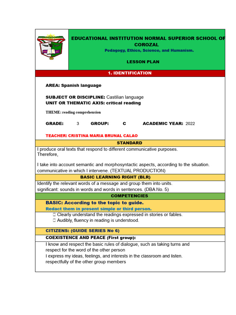 Lesson Plan Reading Comprehension | PDF | Reading Comprehension | Learning