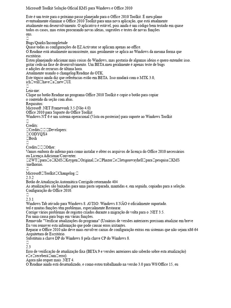 Microsoft Toolkit KMS para Windows e Office 2010 | PDF | Microsoft ...