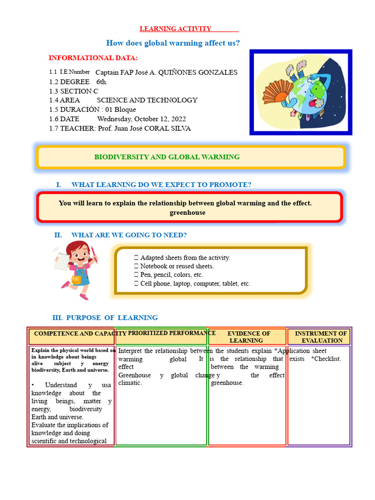 DAY 2 LEARNING SESSION Biodiversity and Global Warming | PDF | Climate ...