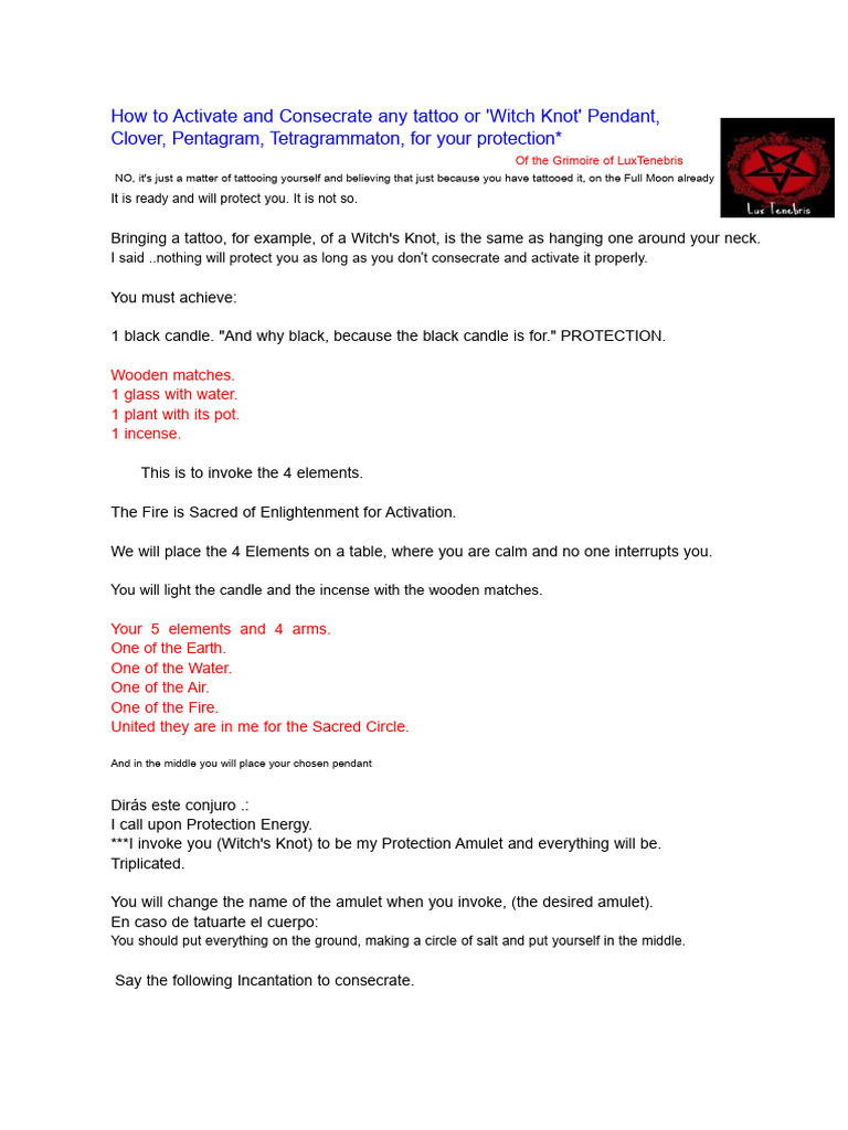 How To Activate and Consecrate Any Tattoo or - Amulet - Witch's Knot ...
