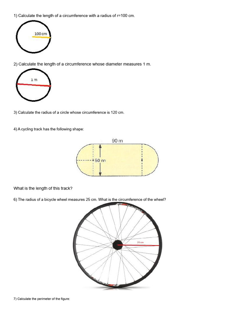 Exercises Circumference Length | PDF