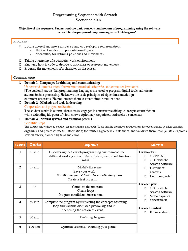 Scratch Programming Sequence Guide | PDF | Computer Programming ...