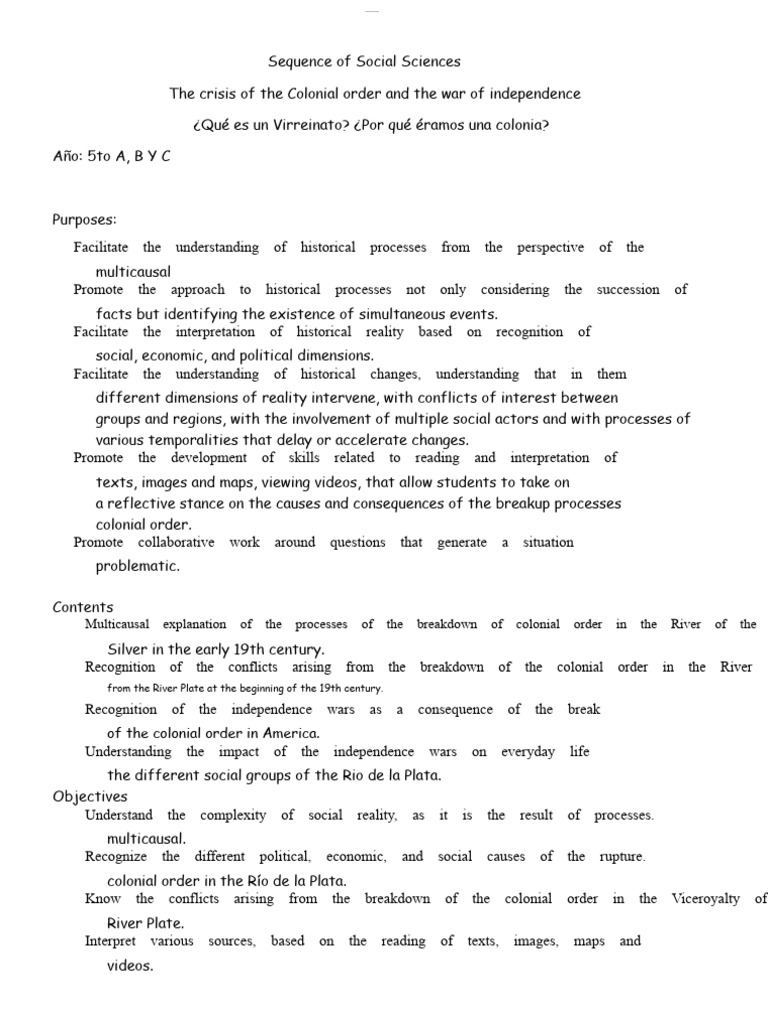 Sequence of Social Sciences Crisis of The Colonial Order | PDF
