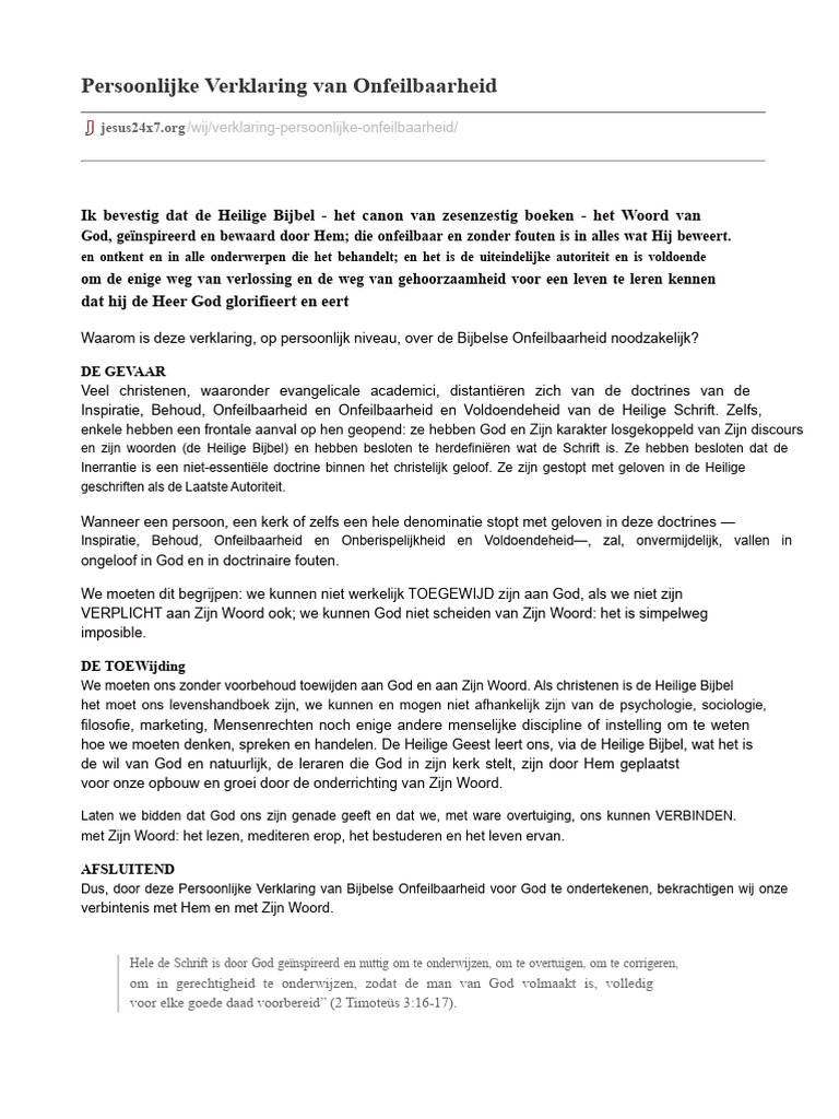 Persoonlijke Verklaring Van Onfeilbaarheid | PDF