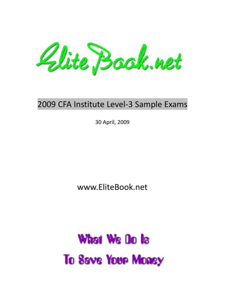 2009 CFA Level 3 Sample Exams | PDF | Technology & Engineering