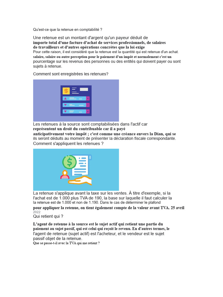 Comprendre la retenue en comptabilité | PDF | Impôts | Taxe sur la ...