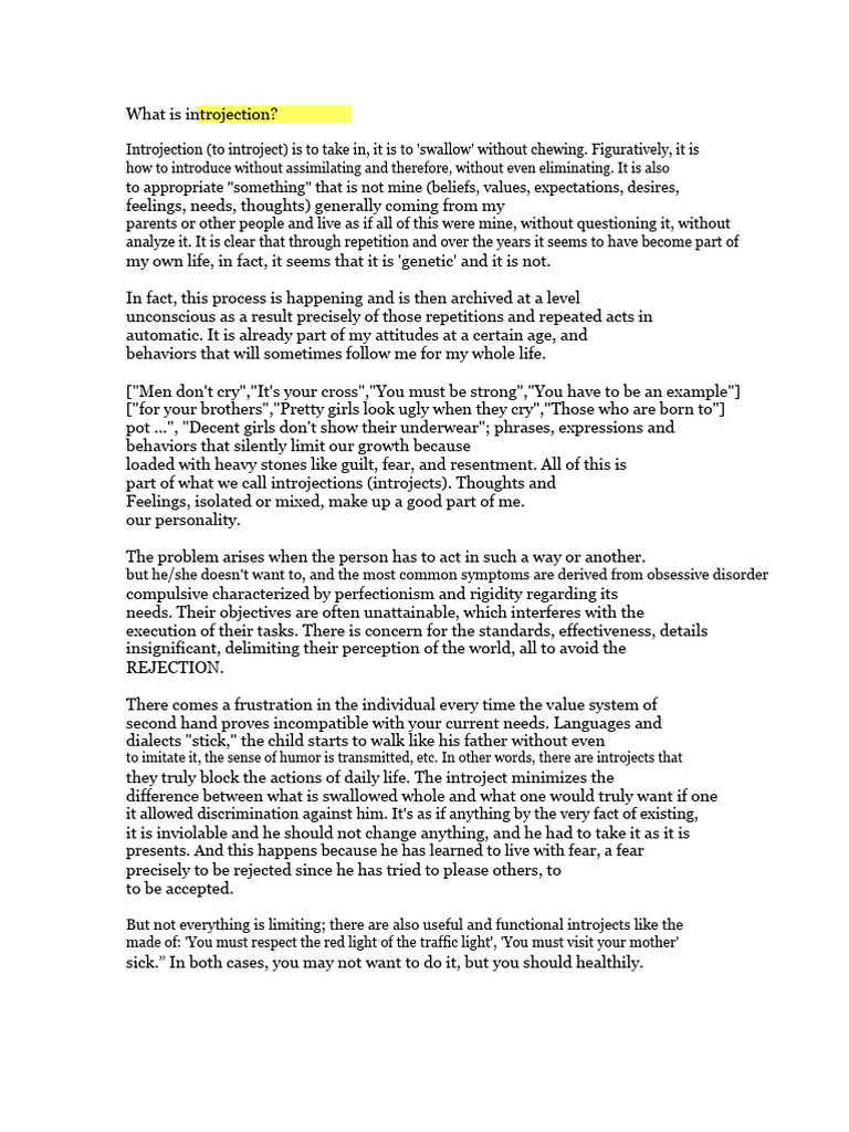 What Is Introjection? | PDF | Thought | Behavior