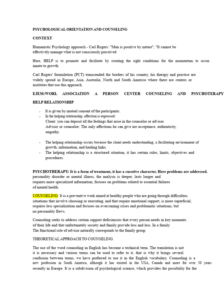 Difference Between Psychological Orientation and Counseling | PDF | Psychotherapy | Psychology