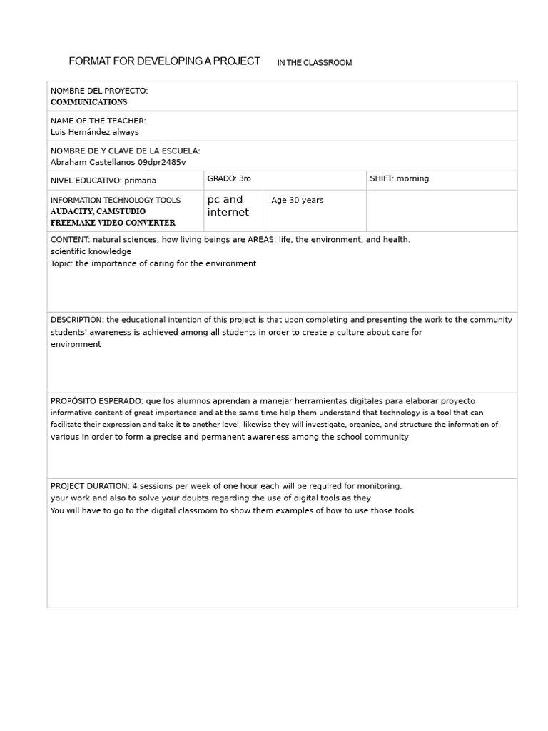 Format For The Preparation of An Educational Project | PDF | Evaluation ...