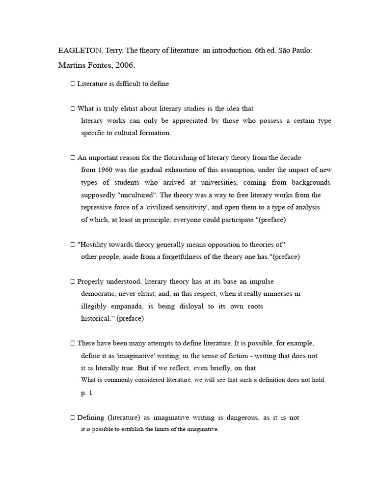 Summary Theory of Literature An Introduction | PDF | Liberal Arts Education