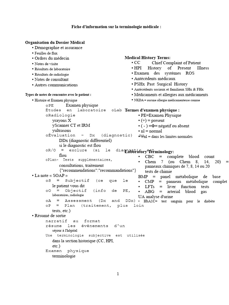 Terminologie Médicale Essentielle | PDF | Diagnostic différentiel ...