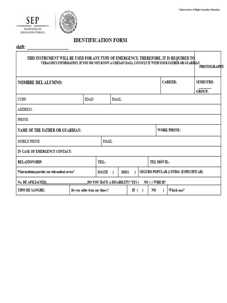 Example of Identification Card | PDF