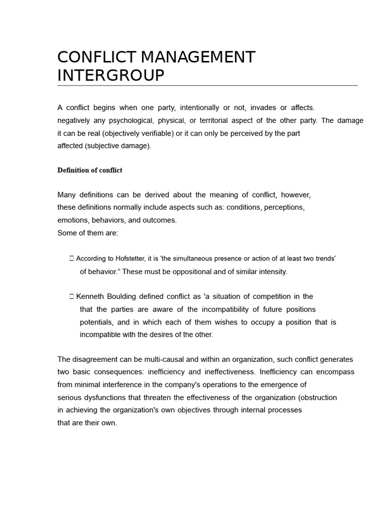Intergroup Conflicts | PDF | Conflict (Process) | Value (Ethics)