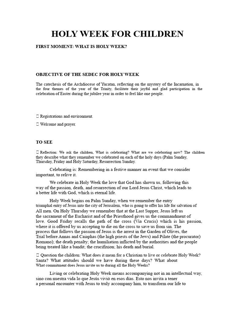 Holy Week For Children | PDF | God The Father | Eucharist