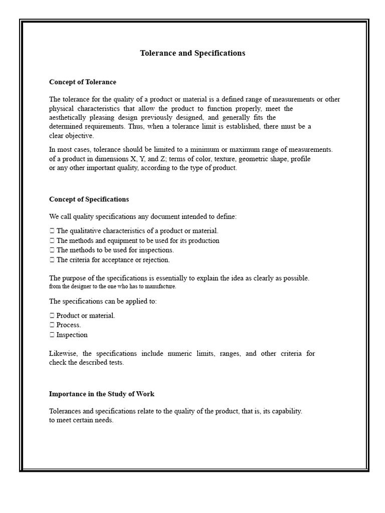 Understanding Tolerances and Specifications | PDF | Engineering ...