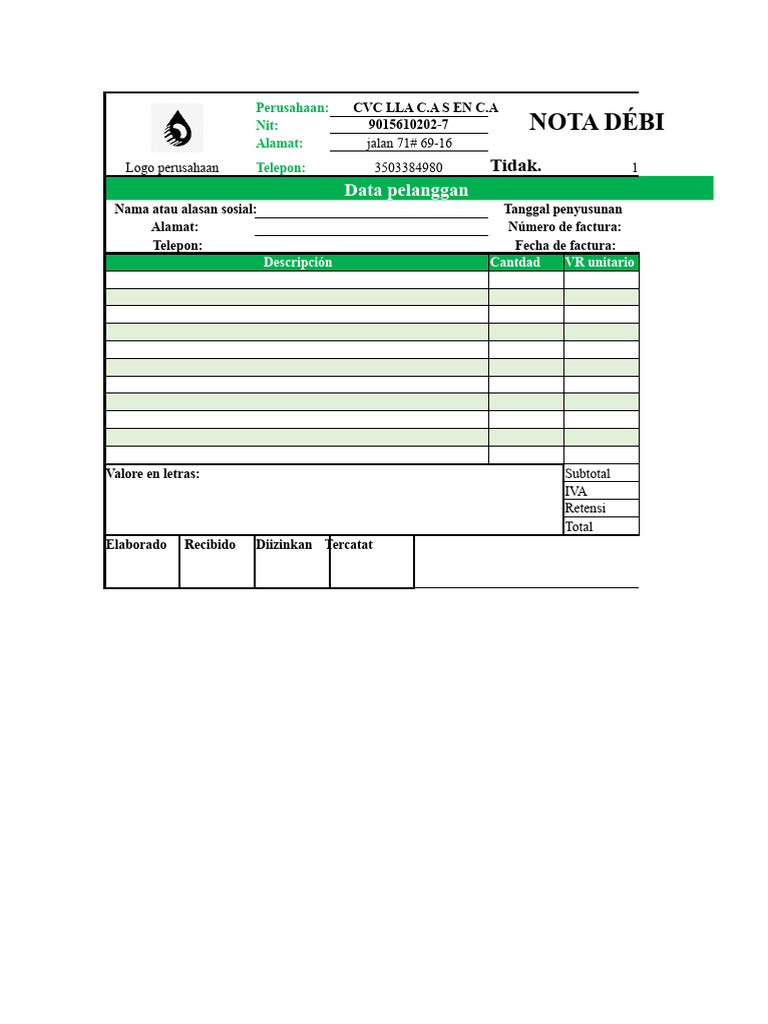 Format Nota Debit | PDF