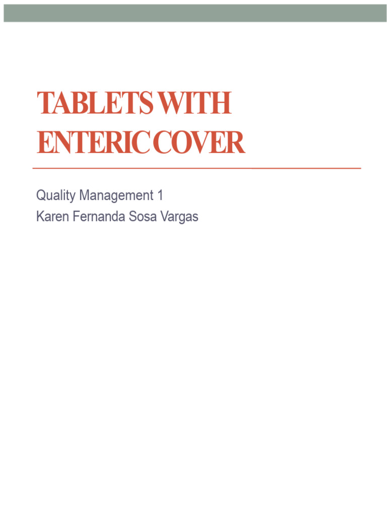 Enteric Coated Tablet Manufacturing Guide | PDF | Tablet (Pharmacy ...
