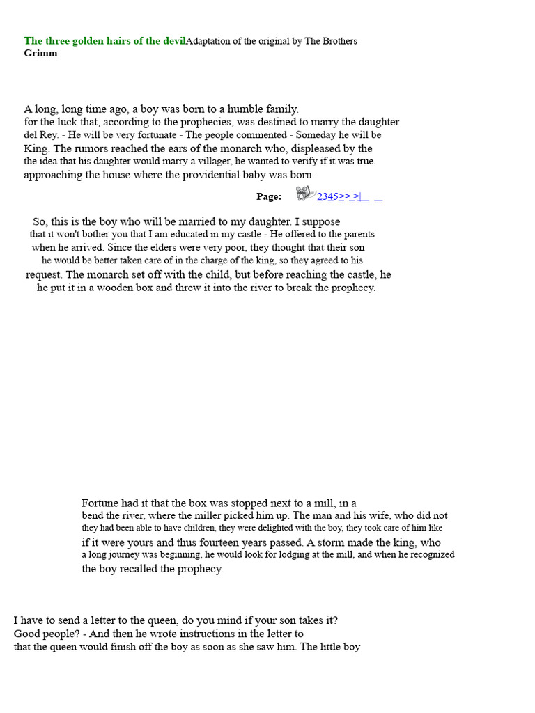 The Three Golden Hairs of The Devil Adaptation of The Original by The ...