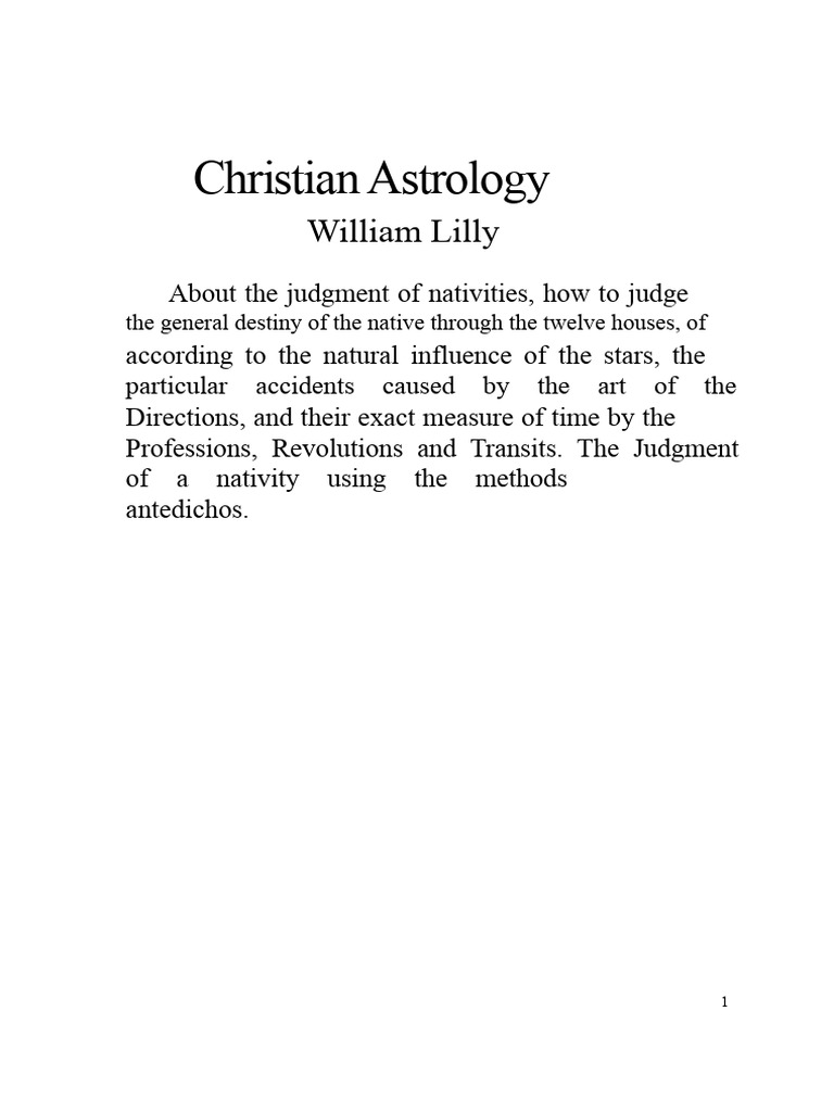 Christian Astrology William Lilly | PDF | Planets In Astrology ...
