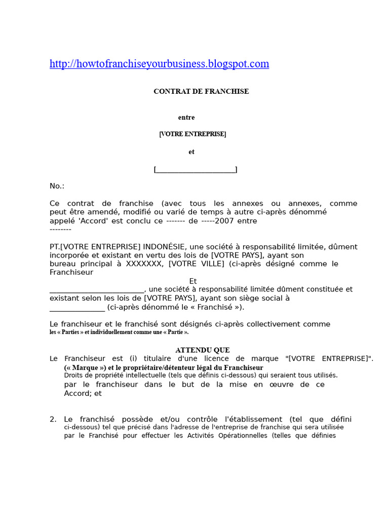 Contrat de Franchise : Conditions et Droits | PDF | Franchise (réseau ...