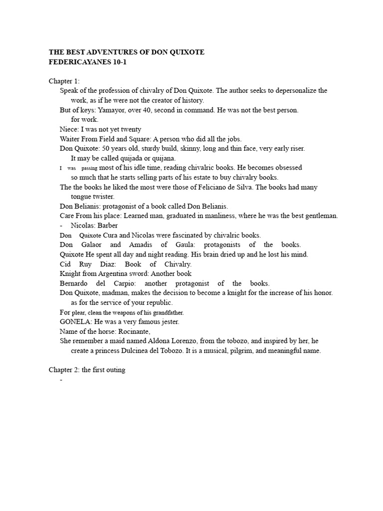 The Best Adventures of Don Quixote | PDF