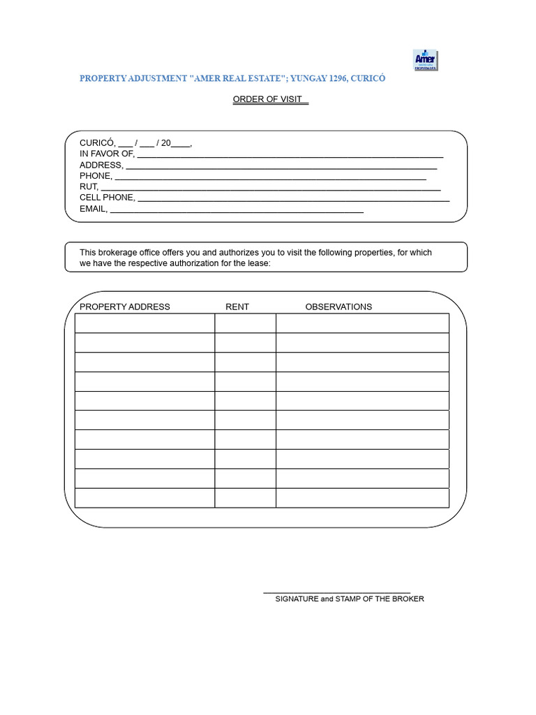 Visit Order | PDF