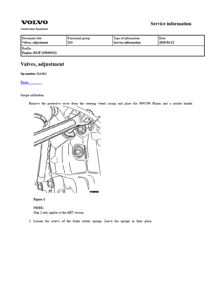 Calibrate Valves Volvo D13 Engine | PDF | Pump | Fuel Injection