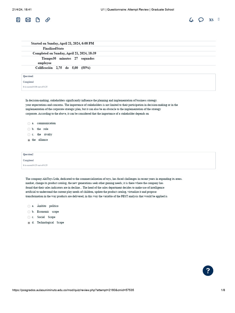 U1 - Questionnaire - Review of The Attempt - Graduate Program | PDF ...